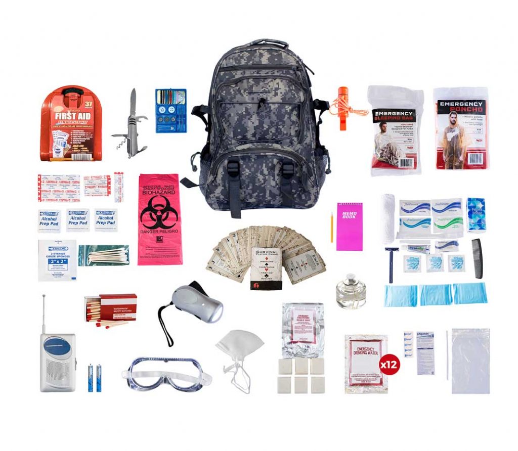 1 Person Deluxe Survival Kit (72+ Hours) with Camouflage Backpack